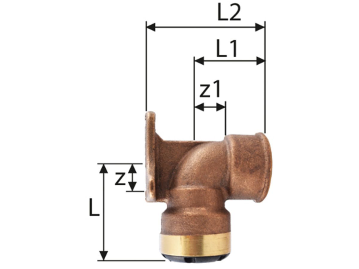 Anschlusswinkel 90° mit Wandflansch IG d 12 mm - 1/2" 9809.1207 ...