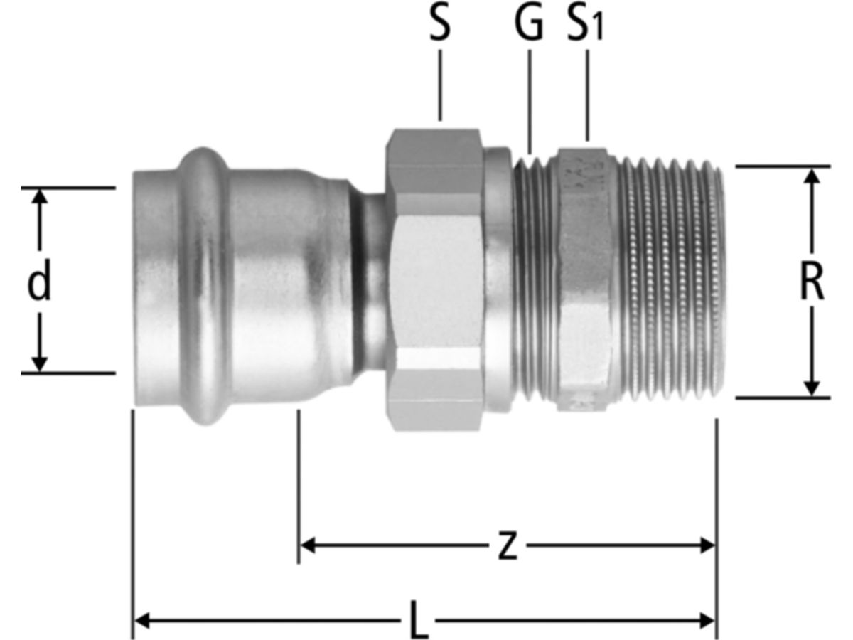 Verschraubung mit AG 15 x 3/4" 80046.21 - Schwarz Stahl AG, Lenzburg