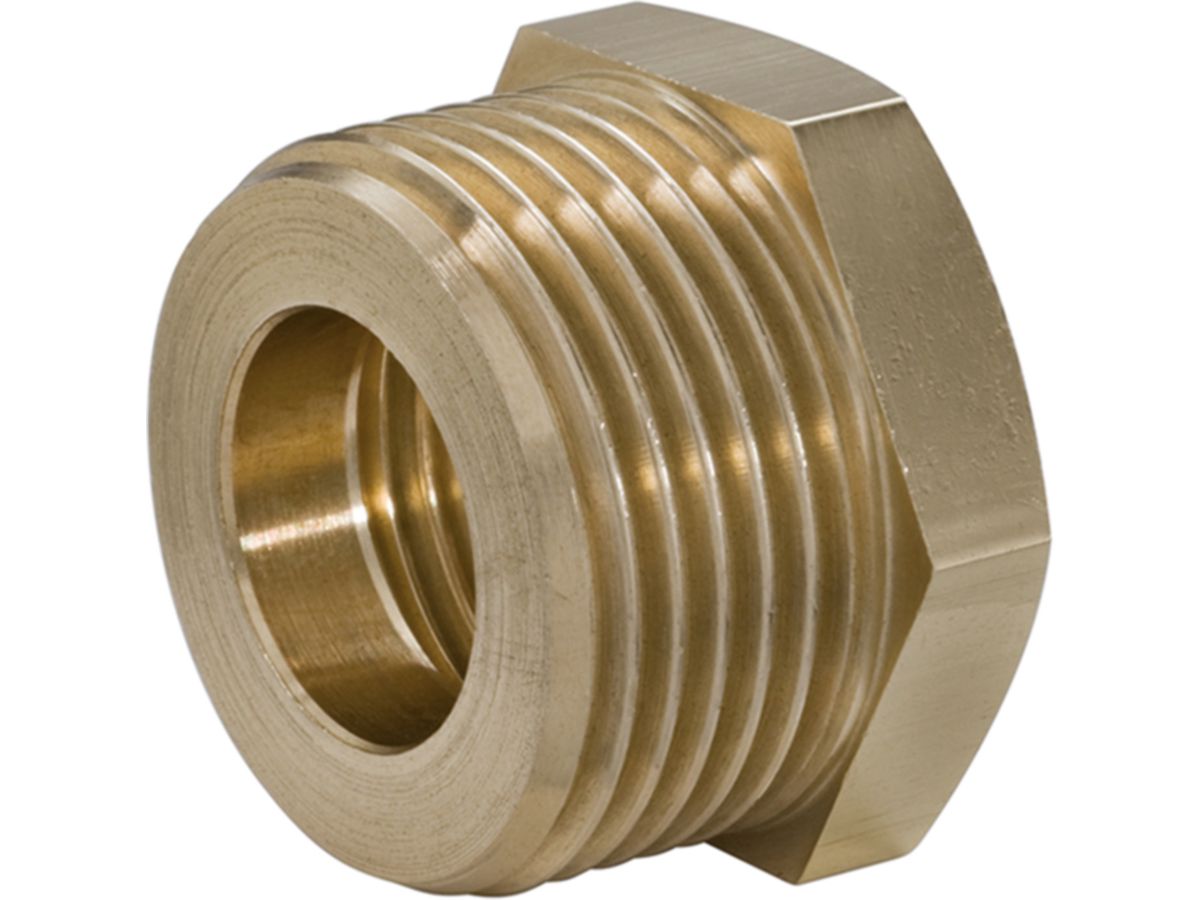 Messing-Red-Nippel 1/2"- 1/4" flachdichtend, kurzes Gewinde - Schwarz Stahl AG, Lenzburg