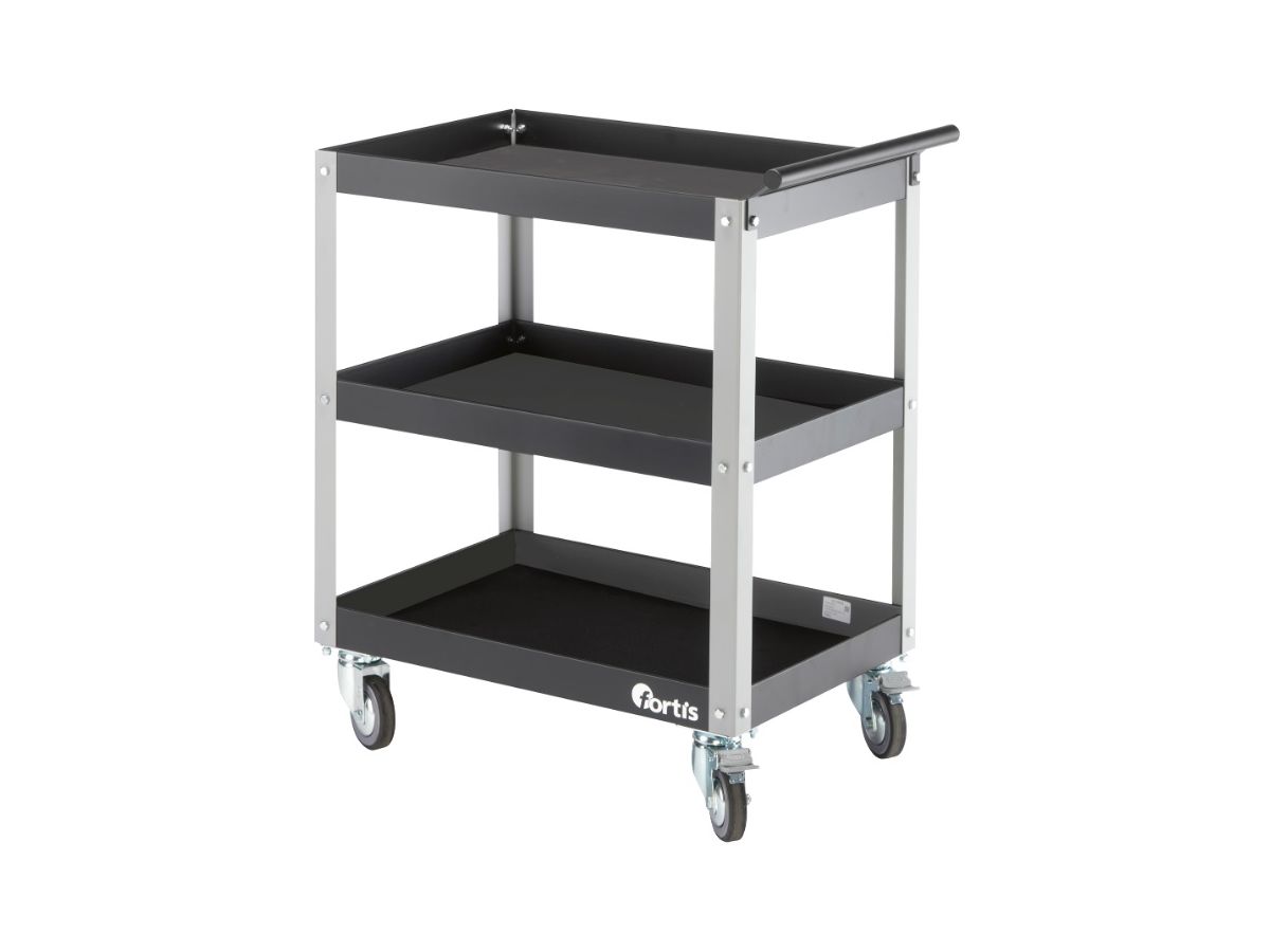 FORTIS Servicewagen mit 3 Ebenen 684x469x820mm - Schwarz Stahl AG, Lenzburg
