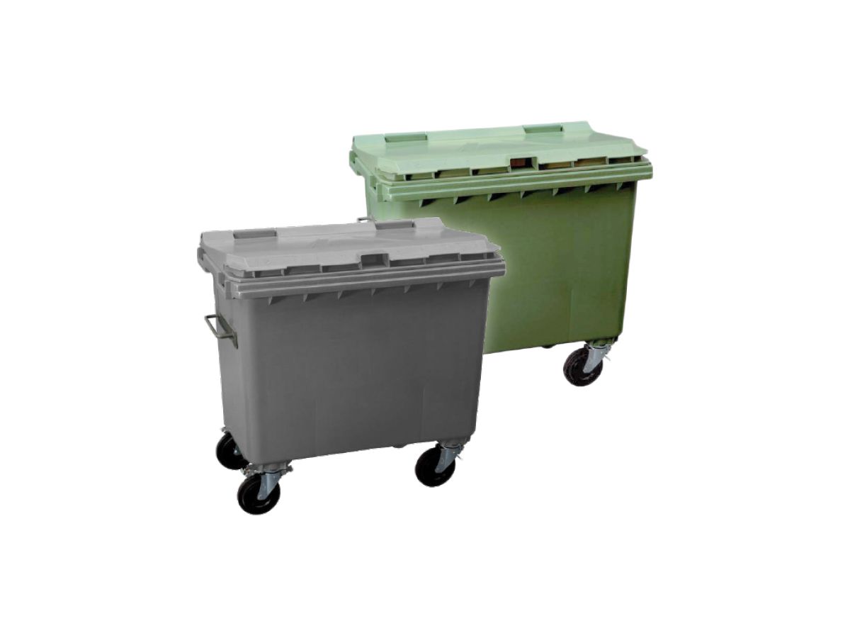 Grosscontainer aus Polyethylen 770l, anthrazit, mit Fussbremse ...