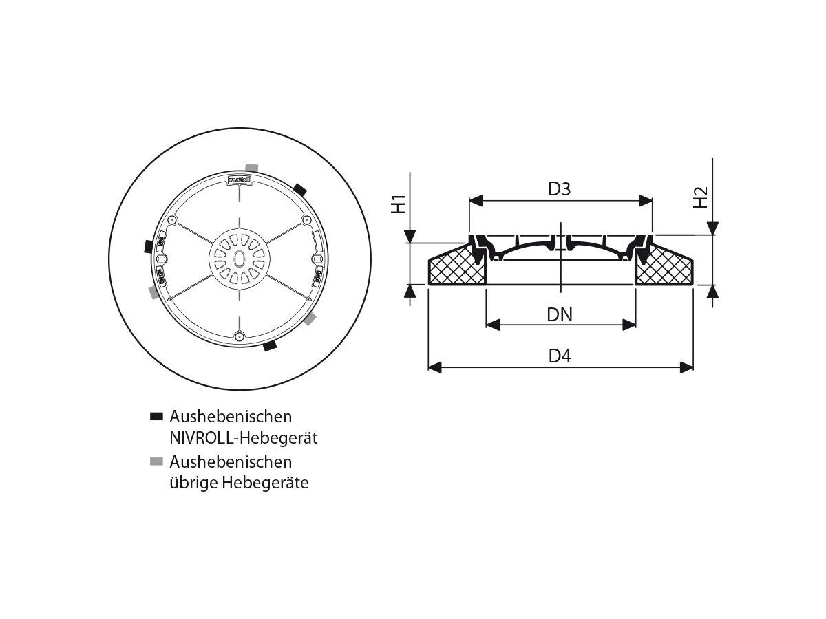 Fig. 2733 010 60 BeGu D400 "Schmutzwasser" NIVROLL, Pickelloch ...