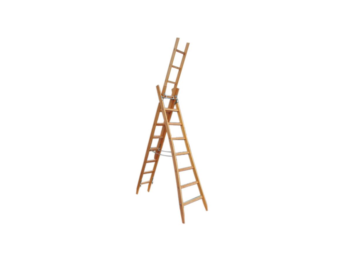 HB Holz-Mehrzweckleiter, 3 tlg Typ 445, 3x12 Sprossen, L=3.60/8.85m ...
