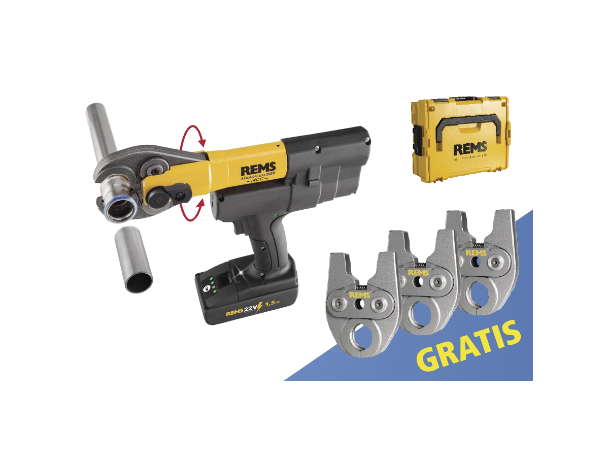 REMS Mini-Press 22 V ACC Basic-Pack inkl. M 22 / 28 / 35 Pressbacken, L ...