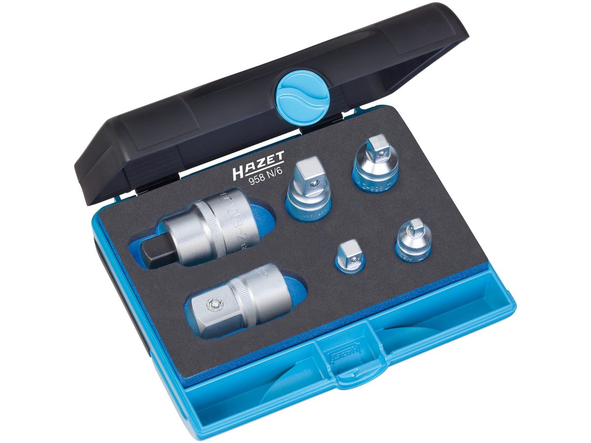 HAZET Adapter-Satz, 6-tlg. 958 N/6, von 1/4" bis 1" - Schwarz Stahl AG, Lenzburg