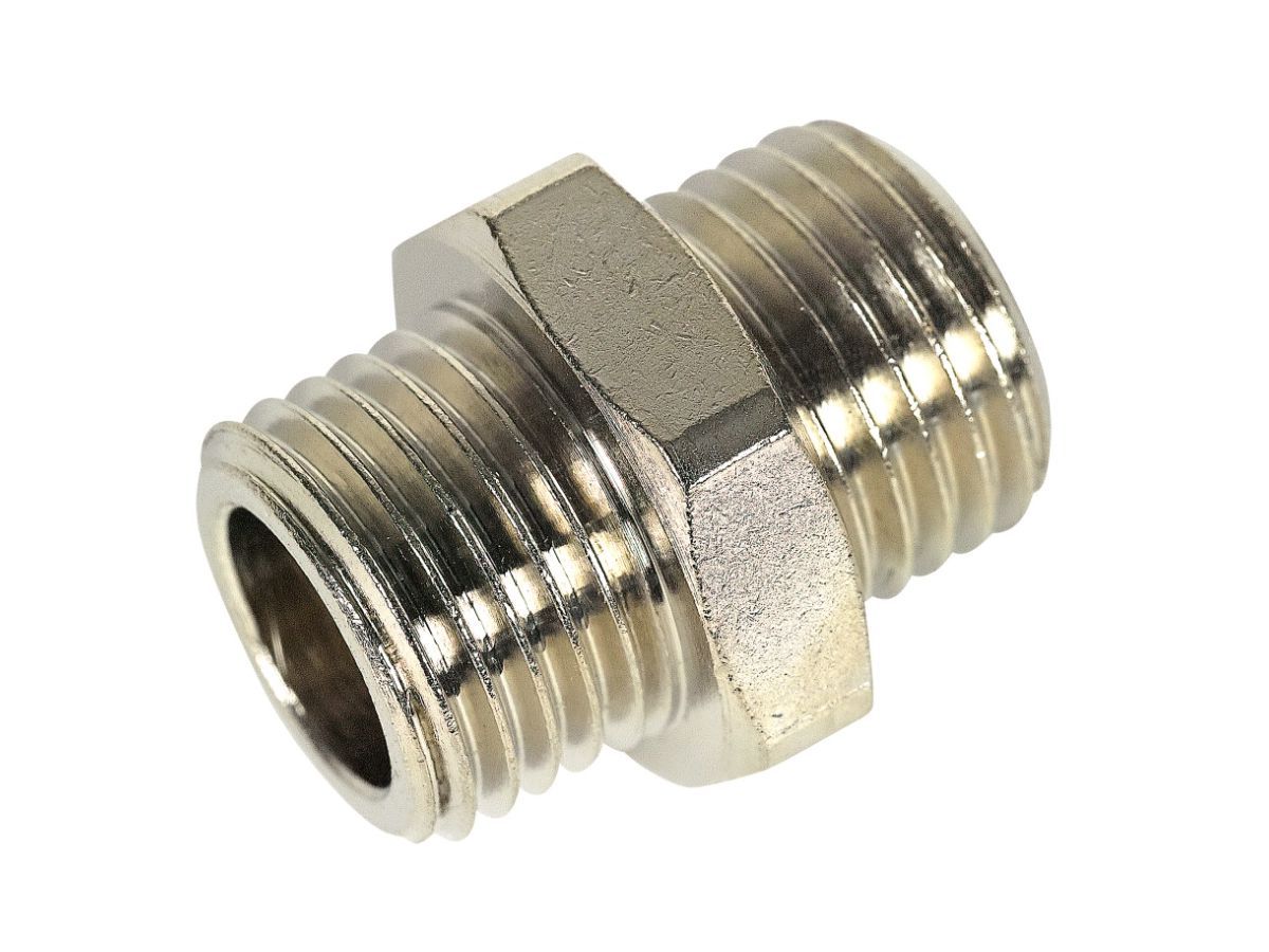 CEJN Adapter G 3/8" AG G 1/2" AG Messing, vernickelt, CAG-89-900-1225 - Schwarz Stahl AG, Lenzburg